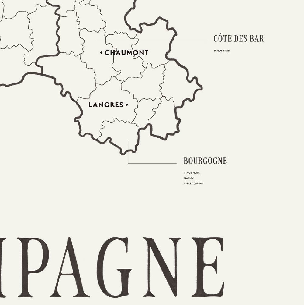 Champagne Wine Map With Wine Regions