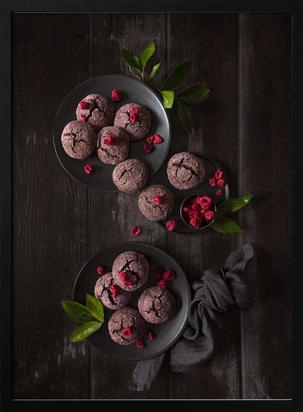 Raspberry Chocolate Crinkle Cookies Poster